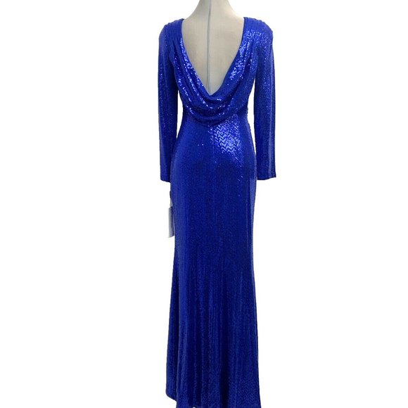 Calvin Klein Dresses Calvin Klein Womens Blue Cowl Back Lined Long